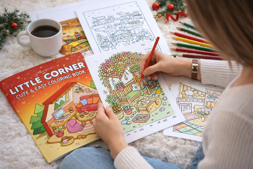 Little Corner Cute & Easy Coloring Book: 7 Powerful Reasons Reduces Stress